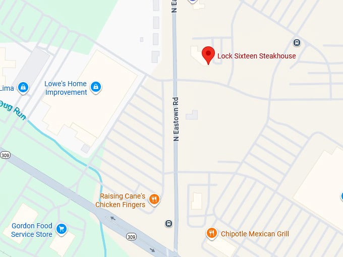lock sixteen steakhouse map
