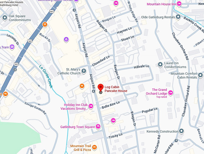 16. log cabin pancake house map