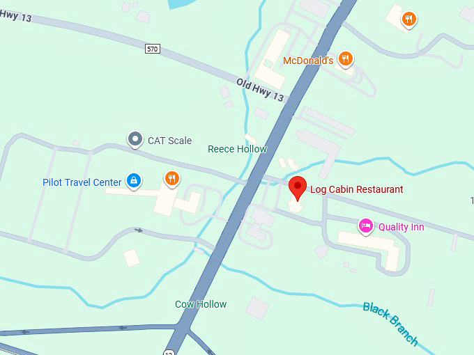 16. log cabin restaurant map