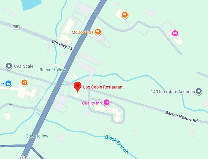 16. log cabin restaurant map