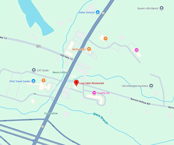 16. log cabin restaurant map