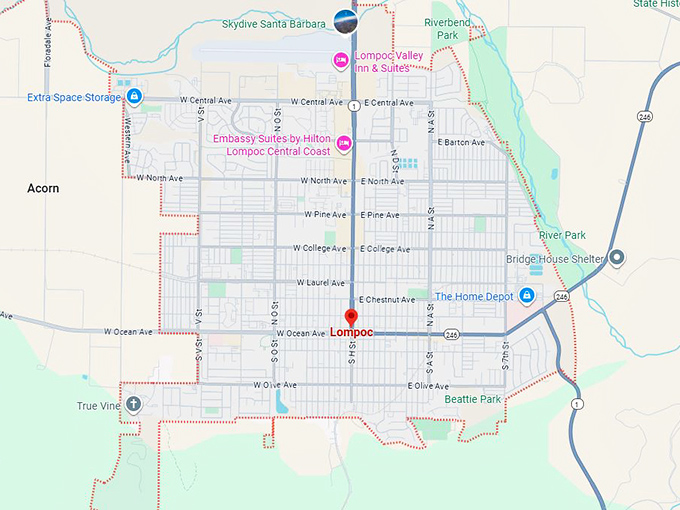 16. lompoc ca map