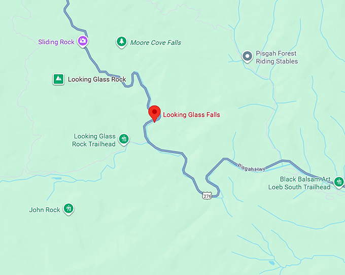 16. looking glass falls map