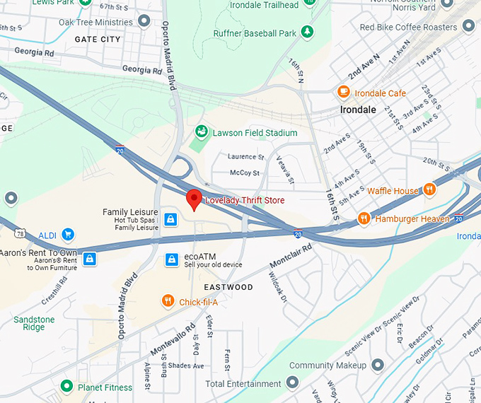 16. lovelady thrift store map