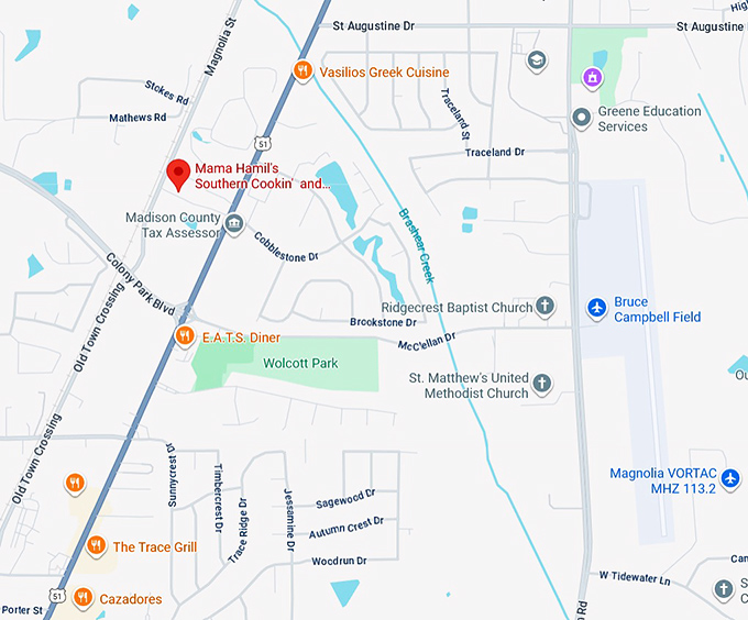 16. mama hamil's southern cookin' and bar b que buffet map