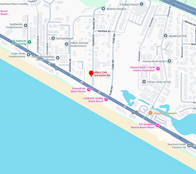 16. mike's cafe and oyster bar map