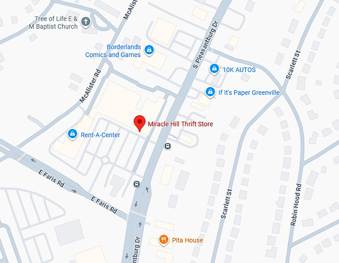 16. miracle hill thrift store (494 s pleasantburg dr) map