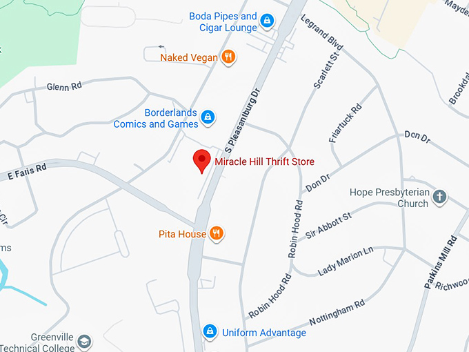16. miracle hill thrift store (494 s pleasantburg dr) map