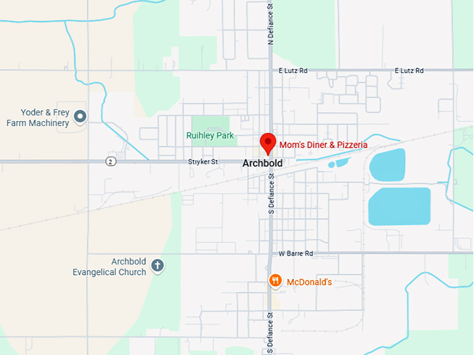 16. mom's diner & pizzeria map