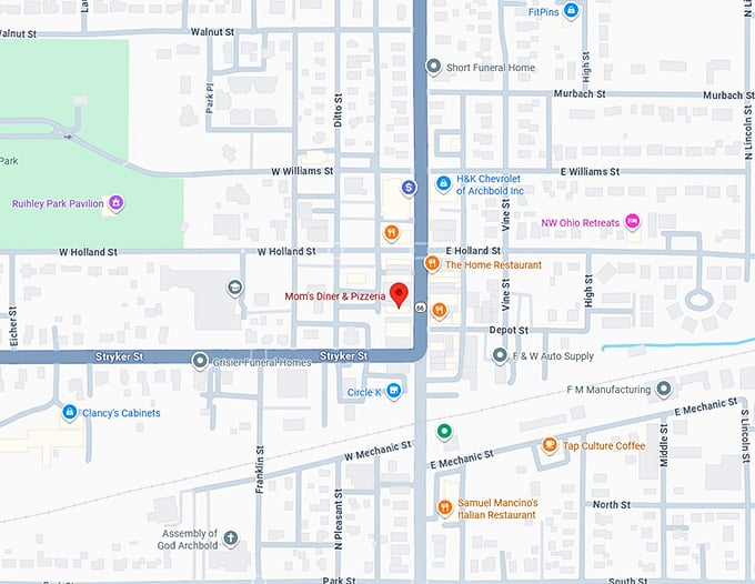 16. mom's diner & pizzeria map