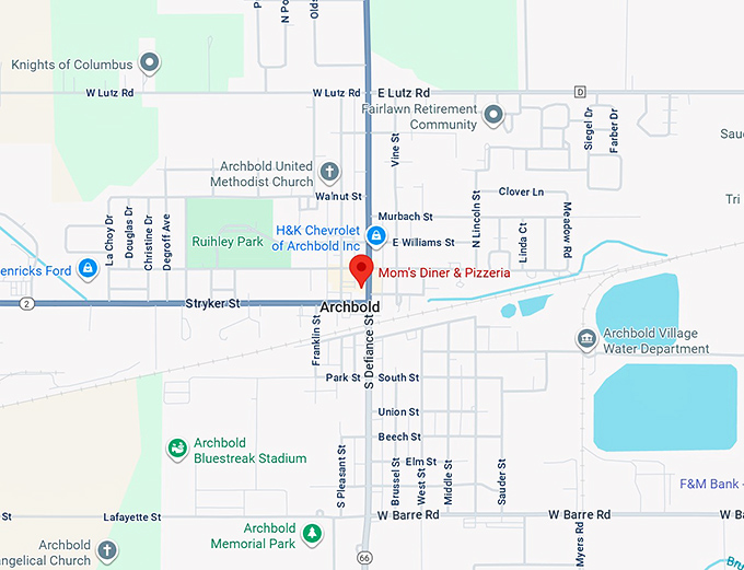 16. mom's diner & pizzeria map