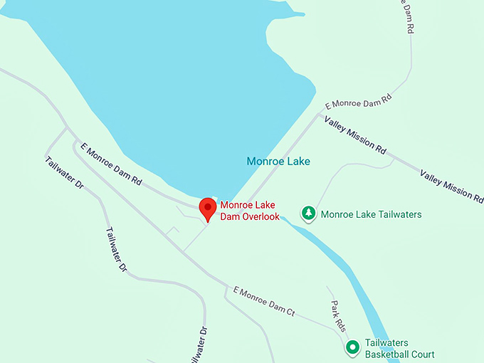 16. monroe lake dam overlook map