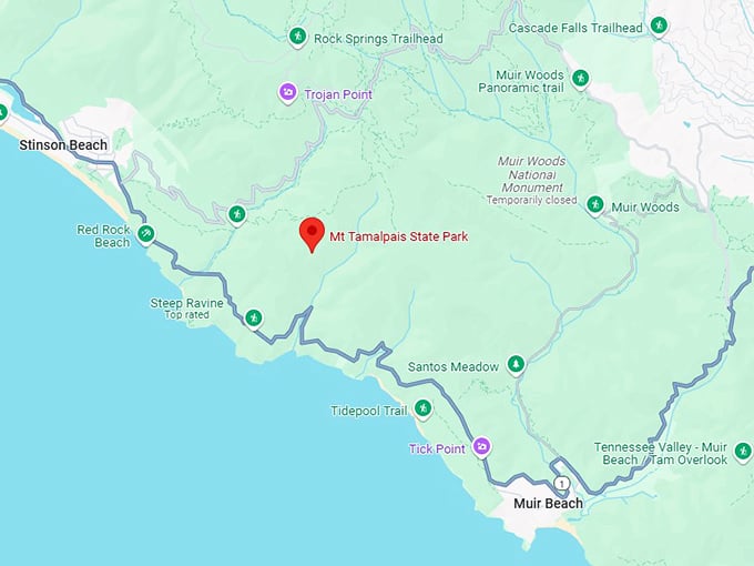16. mt. tamalpais state park map