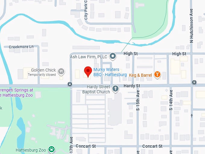 16. murky waters bbq hattiesburg map