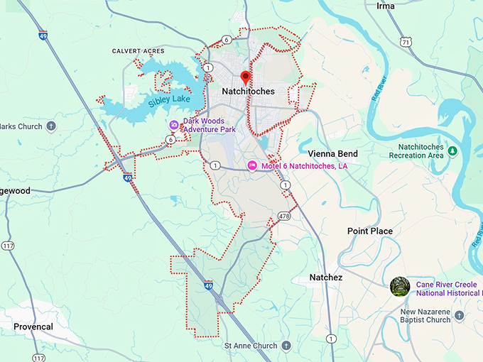 16. natchitoches, la map