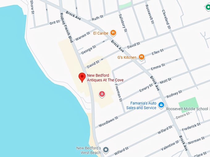 new bedford antiques at the cove map