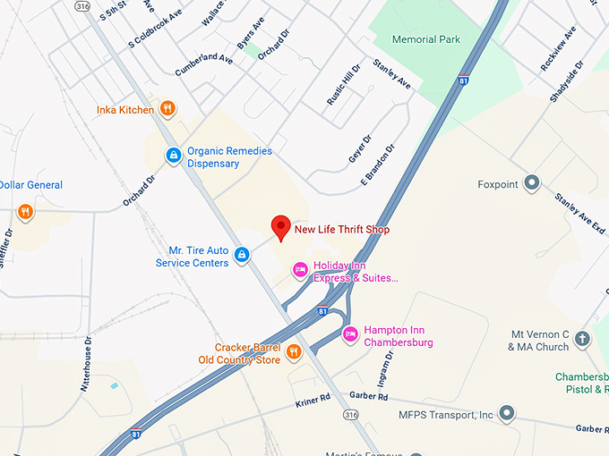 16. new life thrift shop map