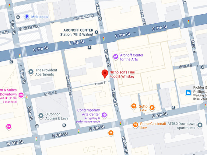 16. nicholson's fine food & whiskey map