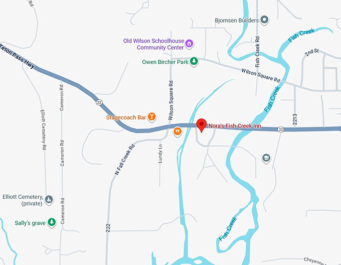 16. nora's fish creek inn map