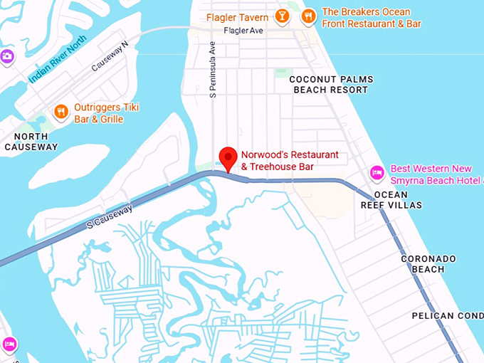 16. norwood's restaurant & treehouse bar map
