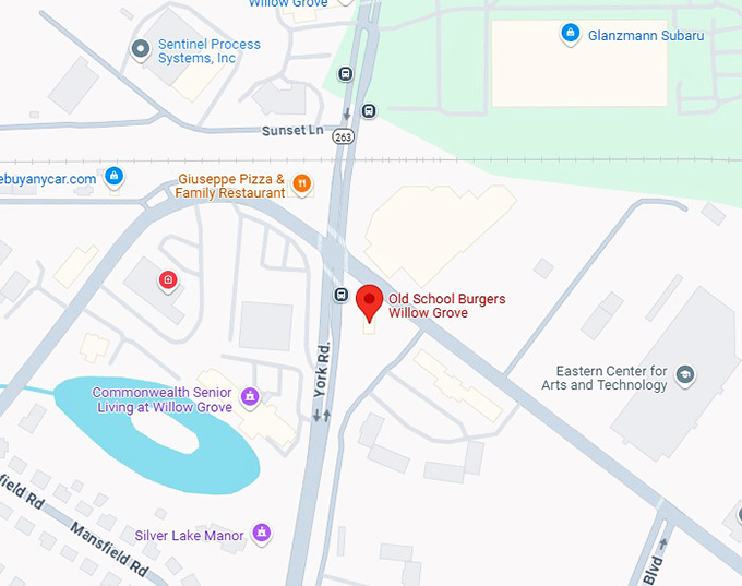 16. old school burgers willow grove map