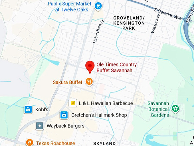 16. ole times country buffet savannah map