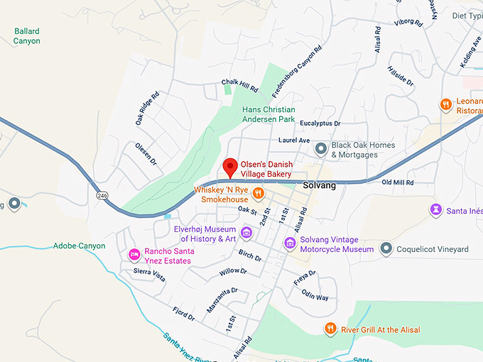 16. olsen's danish village bakery map