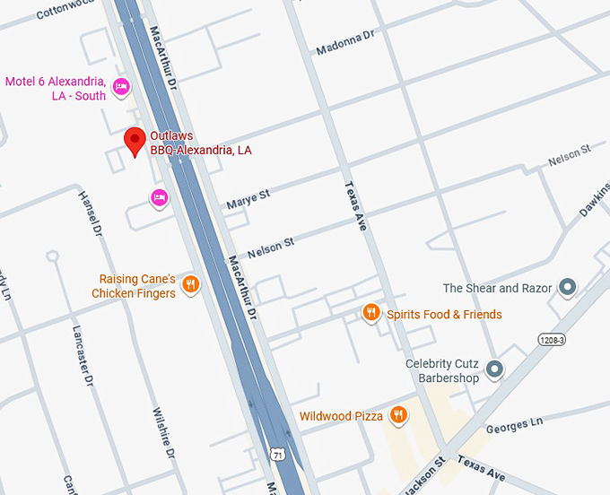 16. outlaws bbq alexandria, la map