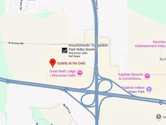 16. outlets at the dells map
