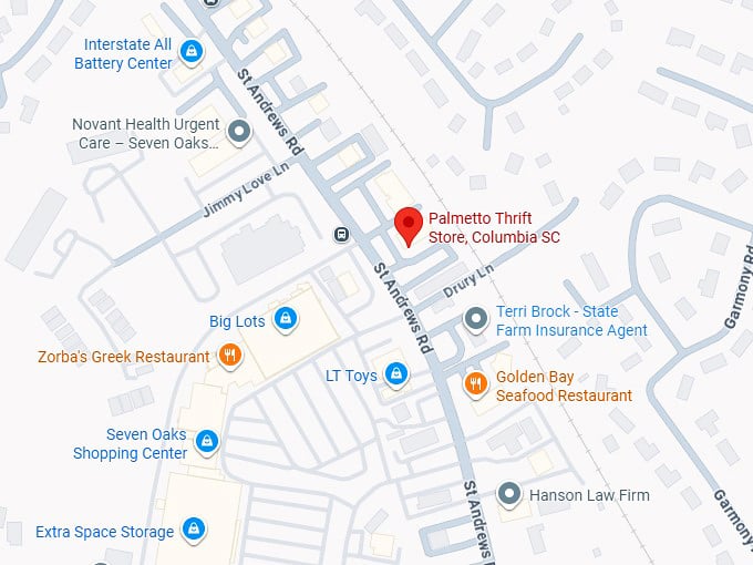 16. palmetto thrift store, columbia sc map