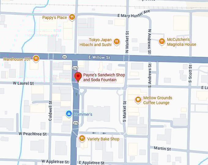 16. payne's sandwich shop and soda fountain map