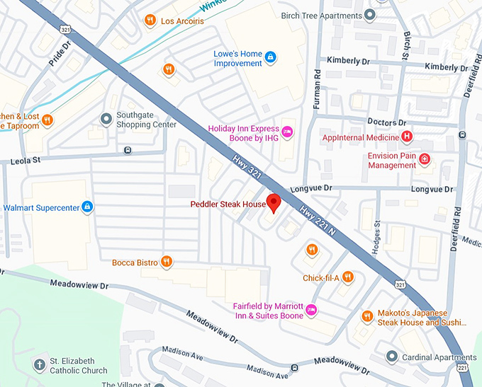 16. peddler steak house map