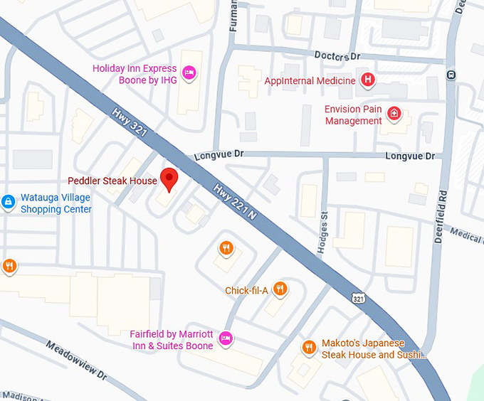 16. peddler steak house map