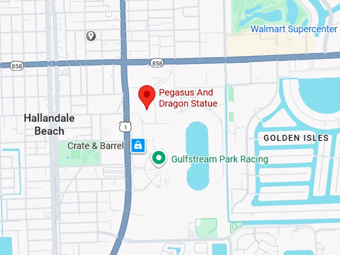 16. pegasus and dragon statue map