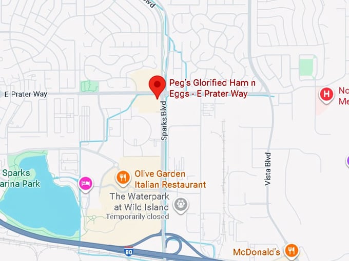 16. peg's glorified ham n eggs e prater way map