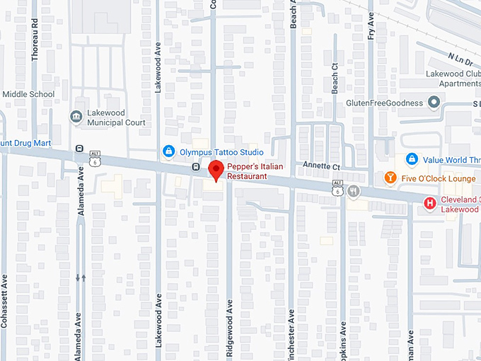 16. pepper's italian restaurant map