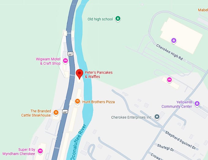 16. peter's pancakes & waffles map