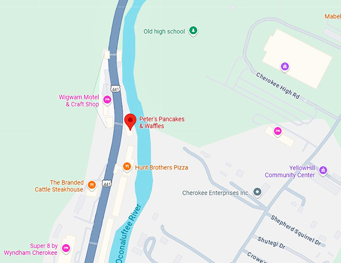 16. peter's pancakes & waffles map