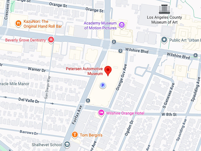petersen automotive museum map