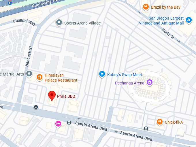 16. phil&rsquo;s bbq (3750 sports arena blvd) map