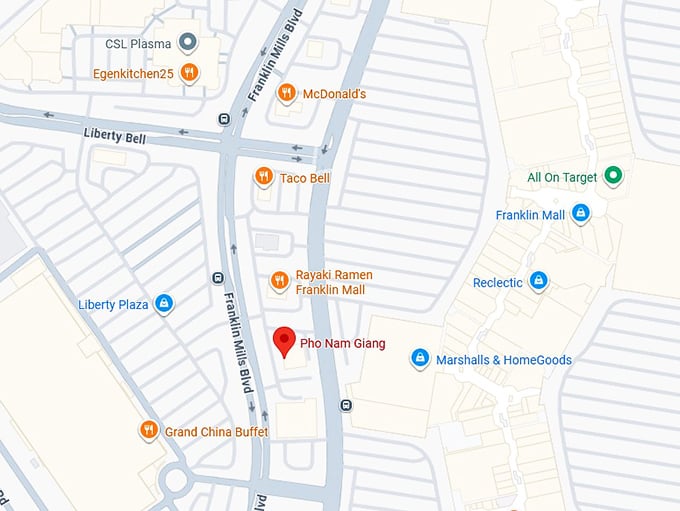 16. pho nam giang (427 franklin mills cir) map