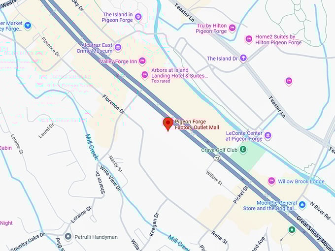 16. pigeon forge factory outlet mall map