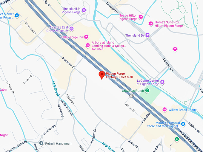 16. pigeon forge factory outlet mall map