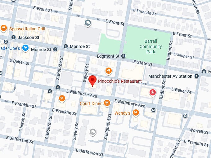 16. pinocchio's restaurant map