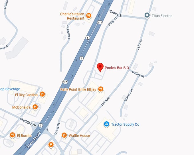 16. poole's bar b q map