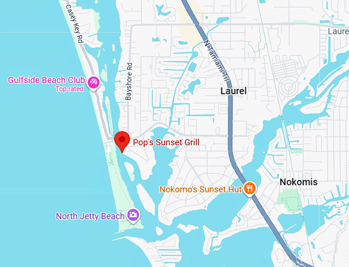 16. pop's sunset grill map