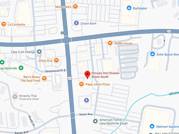 16. prince's hot chicken shack south map