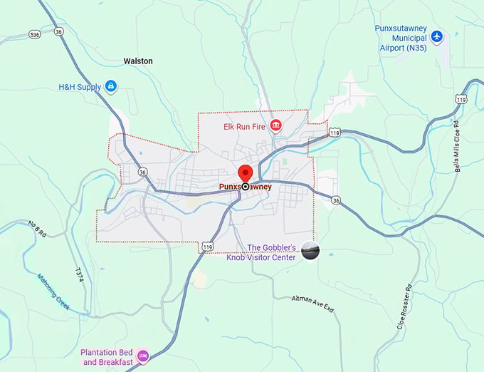 16. punxsutawney map