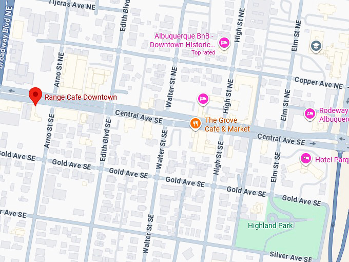 16. range cafe downtown (320 central ave se) map