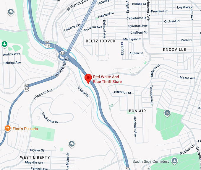 16. red white and blue thrift store map